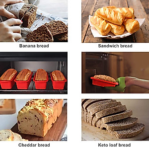 SILIVO 4 Pack Mini Loaf Pans - Nonstick Mini Bread Loaf Pans, Silicone Mini Loaf Baking Pans for Small Loaf, Bread and Meatloaf - 5.7x2.5x2.2 inch