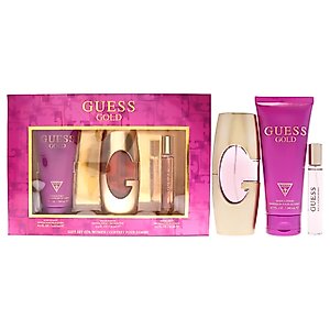 Guess Guess Gold Women 3 Pc Gift Set 2.5oz EDP Spray, 0.5oz Travel Spray, 6.7oz Body Lotion