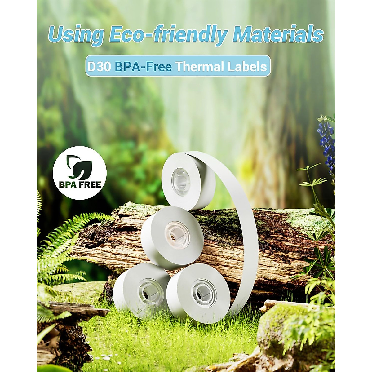 Phomemo D30 Adhesive White Label Paper 1/2" X 1 1/2" (12mm X 40mm) 160 Labels/Roll, Black on White, 3 Roll, for Home Office School Organization, Gift for Decoration, Compatible with D30 Label Maker