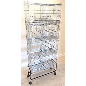 Galvanized Zinc Stackable Breeder Bird Flight Cage Side Breeding Nest Door with Removable Divider (Galvanized Zinc, 30"x11"x15"H Lot-4 Stand)