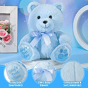 Chalyna 10 Inch Bear Stuffed Animal First Bear Baby Shower Bear Plush Toy for Wedding Birthday Baby Shower Party Favor Gift(Blue)