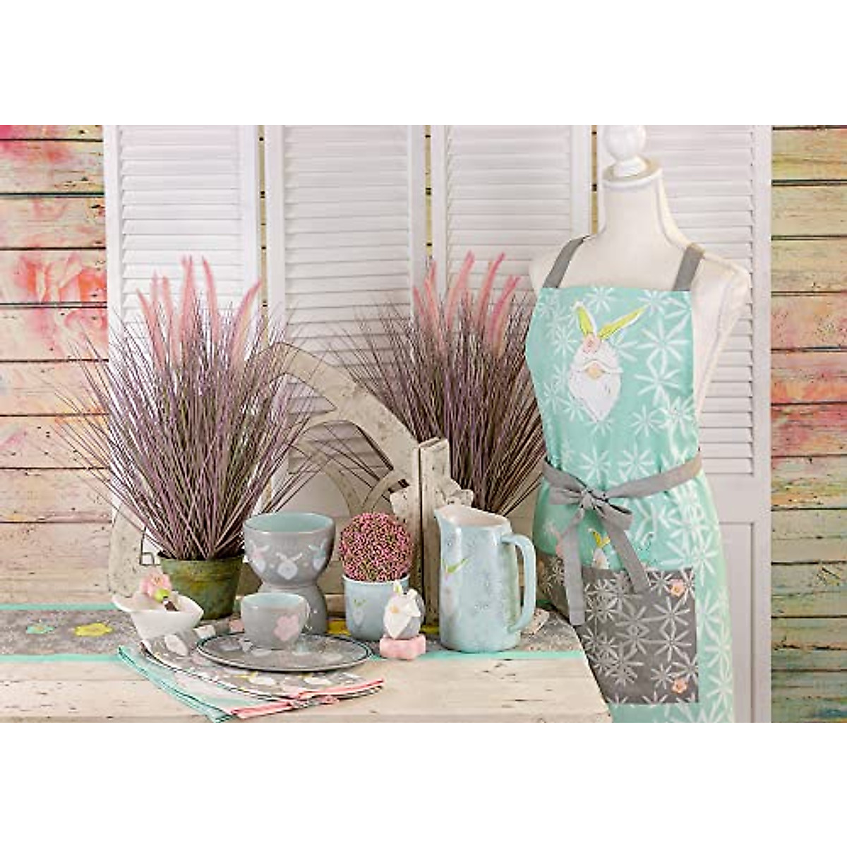 Boston International Easter Platter Table Décor Ceramic Oval Serving Plate, 10 x 5-Inches, Bunny Gnomes