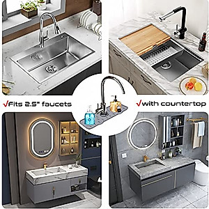 Auspicious KitchenGuard Silicone Faucet Handle Drip Catcher Tray - Silicone Sink Faucet Water Catcher Mat - for Kitchen Bathroom Bar Countertop Protect (Grey)