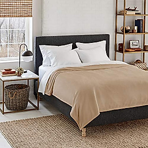 Eddie Bauer | Cabin Comfort Plush Heated Electric Warming Blanket, King, Khaki