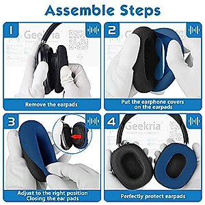 Geekria Silicone Earpad Covers Compatible with AirPod Max, Earpad Protector/Earphone Covers/Earpad Cushion/Ear Pad Covers/Headphone Covers, Easy Installation No Tool Needed (Dark Blue)