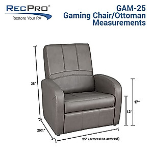 RecPro Charles RV Gaming Chair Ottoman Conversion | Built-in Storage | RV Furniture | Great for Teens | Toffee