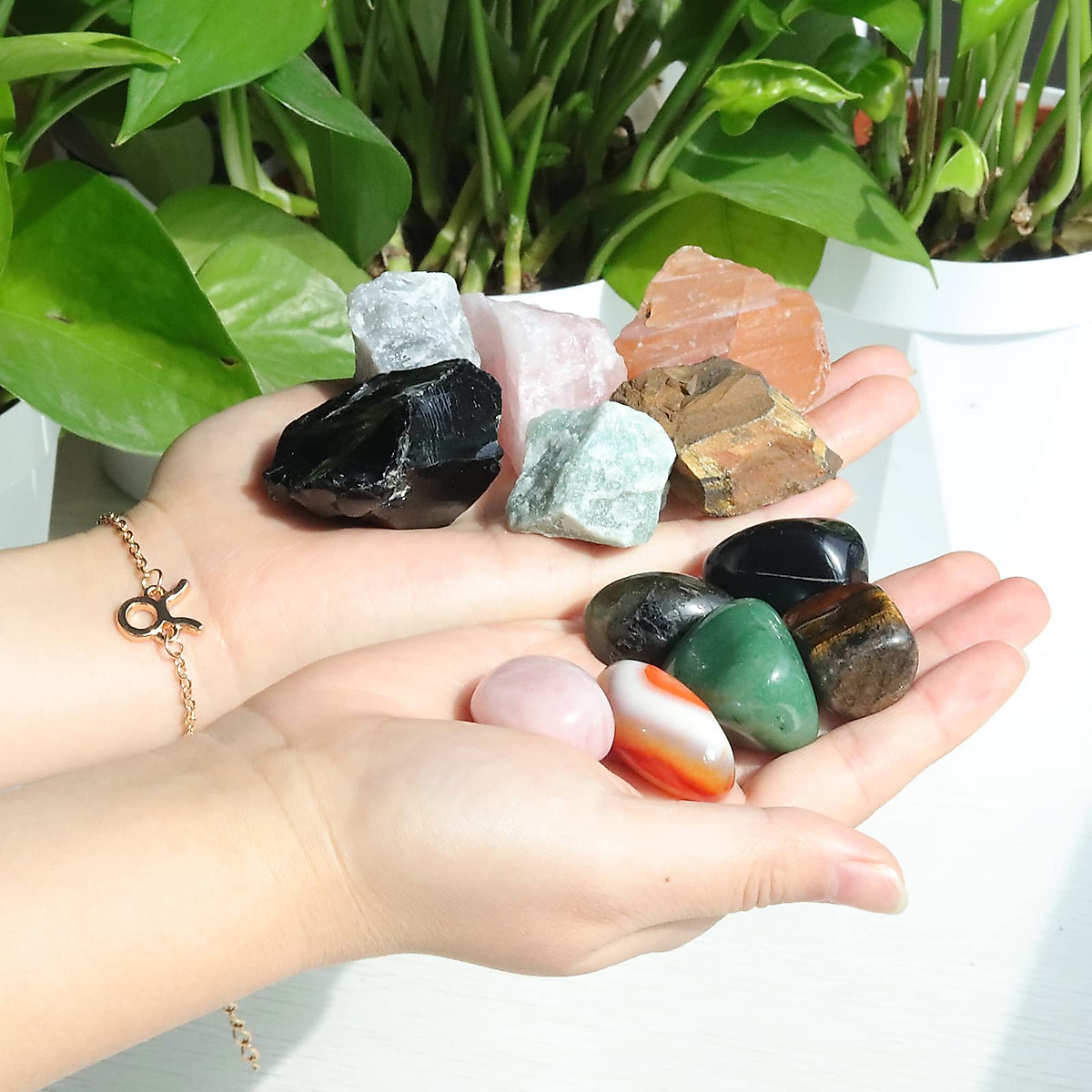 IBosins 14pcs Taurus Zodiac Crystals Gift Set Crystal and Healing Stones Star Sign Birthstones Astrology Witchcraft Christmas & Birthday Gifts for Women