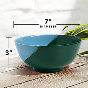 Thomas Fuchs Creative Durable Melamine Bowls Set of 4, Chip and Break-Resistant, Kid-Friendly Melamine Bowl Dinnerware Set, Dinner Bowl for Indoor and Outdoor, Dishwasher Safe, Ivory/Navy