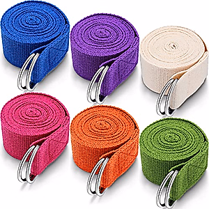 6 Pcs Yoga Strap for Stretching 8 Ft Yoga Exercise Adjustable Straps Yoga Bands with Safe Adjustable D Ring Buckle for Pilates Gym Workouts Yoga Fitness Improves Sitting Posture (Bright Color)