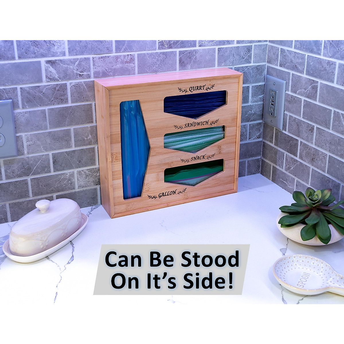 All-in-One Ziploc Bag Organizer for Kitchen Drawer | Space-Saving Storage Bag Holder | Easy Access Ziplock Organizer with Slide-Off Top | Perfect for Sandwich Bags, Quart, Snack, and Gallon Size