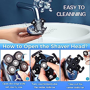 Head Shaver for Bald Men,5 in 1 Bald Head Shavers for Men Cordless,Waterproof Wet/Dry 5 Head Mens Electric Razor for Head Face Shaving, USB Mans Grooming Kit Rechargeable,Rotary Shaver Gift for Men