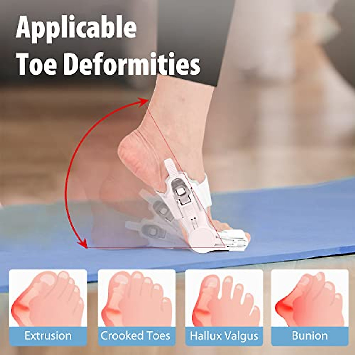 Donnetty Bunion Corrector for Women & Men, Orthopedic Toe Straightener, Adjustable Splint Bunion Pads Day Night Support with Toe Separator for Bunion Relief
