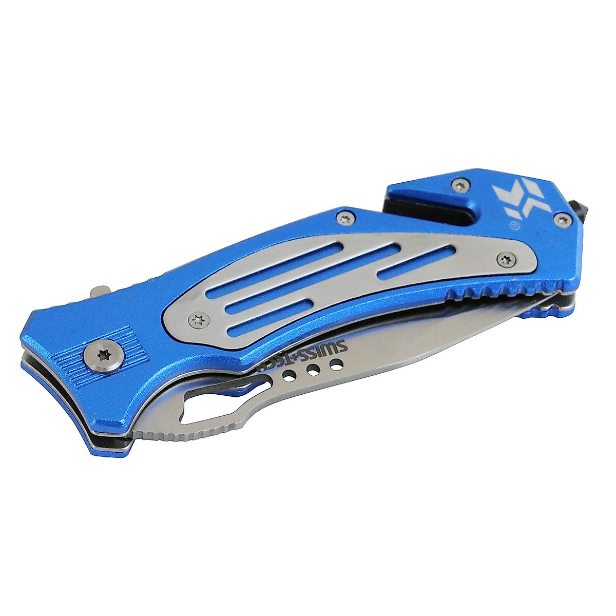 SWISS+TECH ST41100 Folding Rescue Knife, Heavy Duty Steel with Stainless Steel Knives (Single Pack)