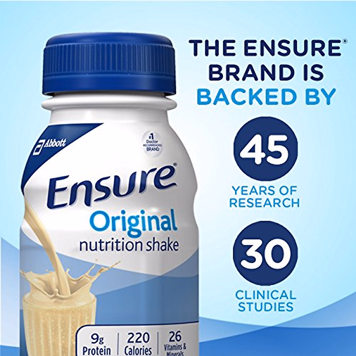 Ensure Original Nutrition Shake with 9g of Protein, Meal Replacement Shakes, Vanilla, 8 Fl Oz (Pack of 16)