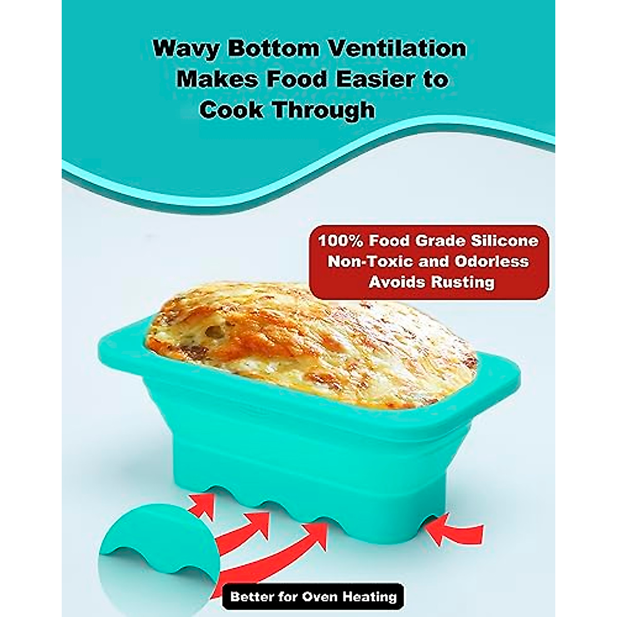 Hitseon Meatloaf Pan with Drain Tray, 2 in 1 Foldable Loaf Pans for Baking Bread, Dishwasher Safe Metallic Nonstick Coating Bread Pan with Silicone Rack for Oven Cooking (Gray)