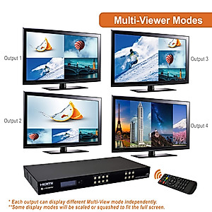 J-Tech Digital 4k 2X2 Video Wall Controller Multiviewer Seamless Matrix 4K@60Hz Input 4K30Hz Output HDCP 2.2 [JTECH-VWM04]