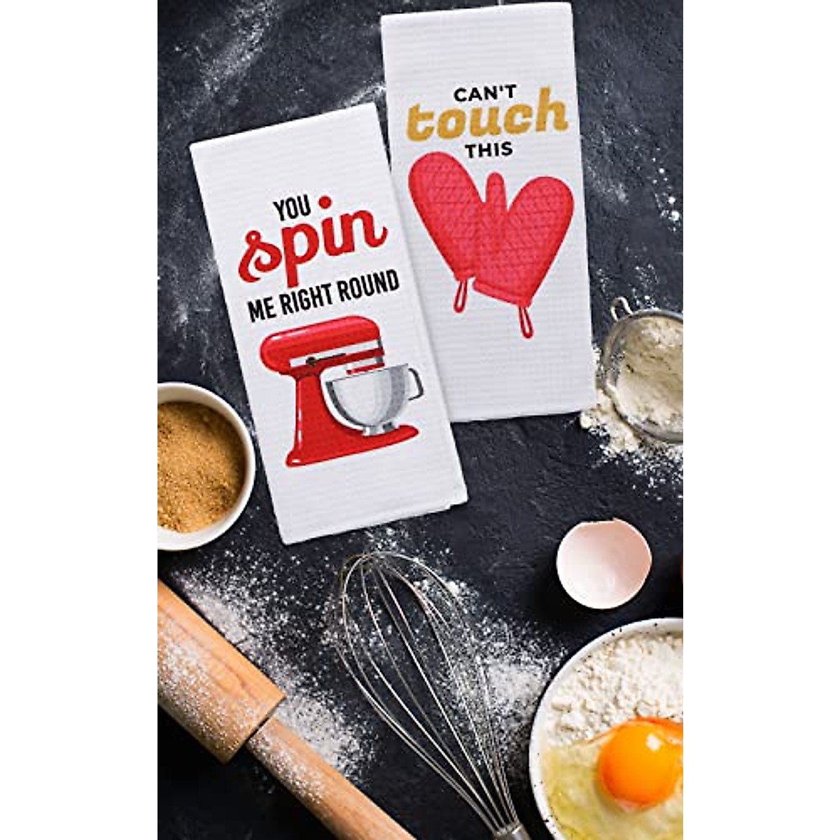 Microfiber Dish Towels Funny Kitchen Towel Set of 4 - Best Housewarming Gifts for New Home Kitchen, Tea Towels for Kitchen Funny, Mom Kitchen Gifts, Baking Themed Dish Towels with Sayings