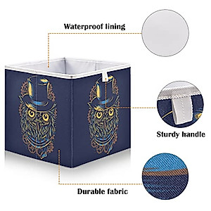 Steampunk Owl Storage Baskets for Shelves Foldable Collapsible Storage Box Bins with Cube Closet Organizers for Pantry Toys, Clothes, Books in Closet and Shelf,16 x 11inch