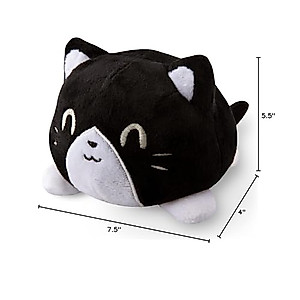 TeeTurtle - The Original Reversible Cat Plushie - Tuxedo - Cute Sensory Fidget Stuffed Animals That Show Your Mood