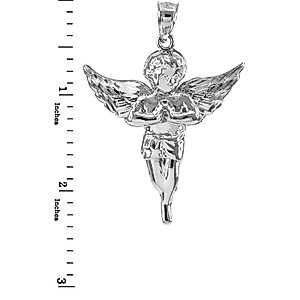 Religious Jewelry High Polish 925 Sterling Silver Angel Pendant (Large)