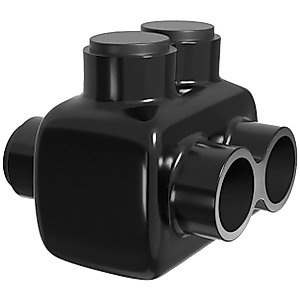 OHLECTRIC Dual Side Entry - 2 Port - 250-6 AWG - Black Insulated Connector - 5/16 Allen Hex - Pre-Filled with Oxide Inhibitor - Rubber/Vinyl Coating, 6061-T6 Aluminum CU9AL