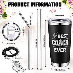 Didaey 3 Sets Coach Gifts Best Coach Ever, 20 oz with Whistle and Straws, Stainless Steel Travel Tumbler Coffee Mug Appreciation Thank You Gift Graduation Gift for Basketball Soccer Softball Coach