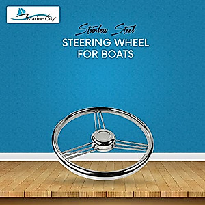 MARINE CITY 316 Grade Stainless Steel Polished Steering Wheel 15 Degree Dish 9 Spokes 13-1/2 Inches for Boats Yachts Ships (Pack of 1)