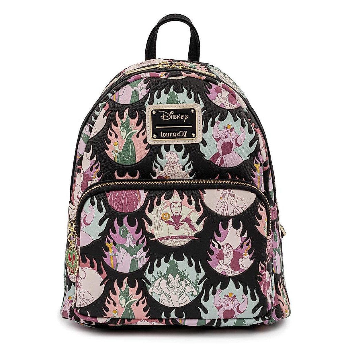 Loungefly Disney Villains Pastel Flames All Over Print Womens Double Strap Shoulder Bag Purse