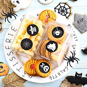 100 Pieces Halloween Stickers Round Seal Label Stickers Assorted Pumpkin Skull Bat Ghost Pattern Stickers for Halloween Party Decoration (Basic Style)