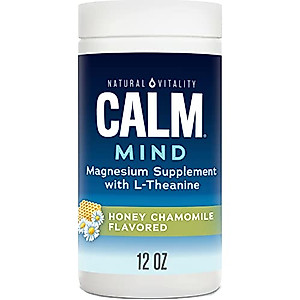 Natural Vitality Calm Mind, Magnesium Citrate + L-Theanine Powder, Supports a Healthy Response to Stress, Gluten Free & Vegetarian, Honey Chamomile, 12 Oz