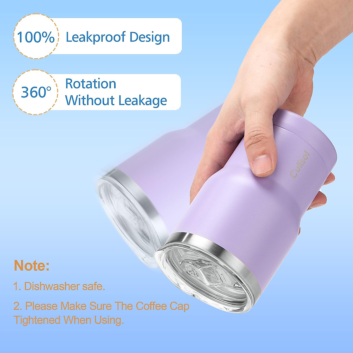 Cutiset 12oz Coffee Tumbler, 2 Pack Insulated Tumblers Bulk,Dishwasher Safe, Iced/Thermo Coffee Mug Cup Gifts for Women Men Couples Car Party Office…