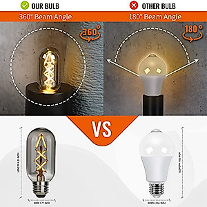 OMED T45/T14 Dimmable Vintage LED Edison Bulbs, E26 4W Antique Fishbone LED Filament Tubular Edison Bulbs 40 Watt Equivalent, 200LM 2700K Soft White Spiral Retro Tube Bulbs, Smoke Grey Glass, 6 Pack