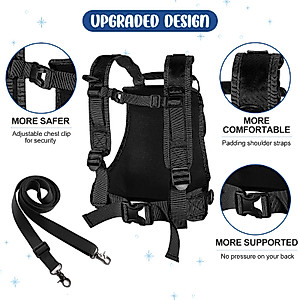 Odoland Ski and Snowboard Training Harness for Kids, Skiing Strap with Backpack, Adjustable Seat Strap and Easy Lift Handle, Speed Control Teaching, Perfect for Kid Beginners Boy and Girl,Black