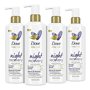 Dove Body Love Body Cleanser Night Recovery 4 Count For Dry and Worn Down Skin Body Wash with Retinol Serum and Botanical Oils 17.5 oz