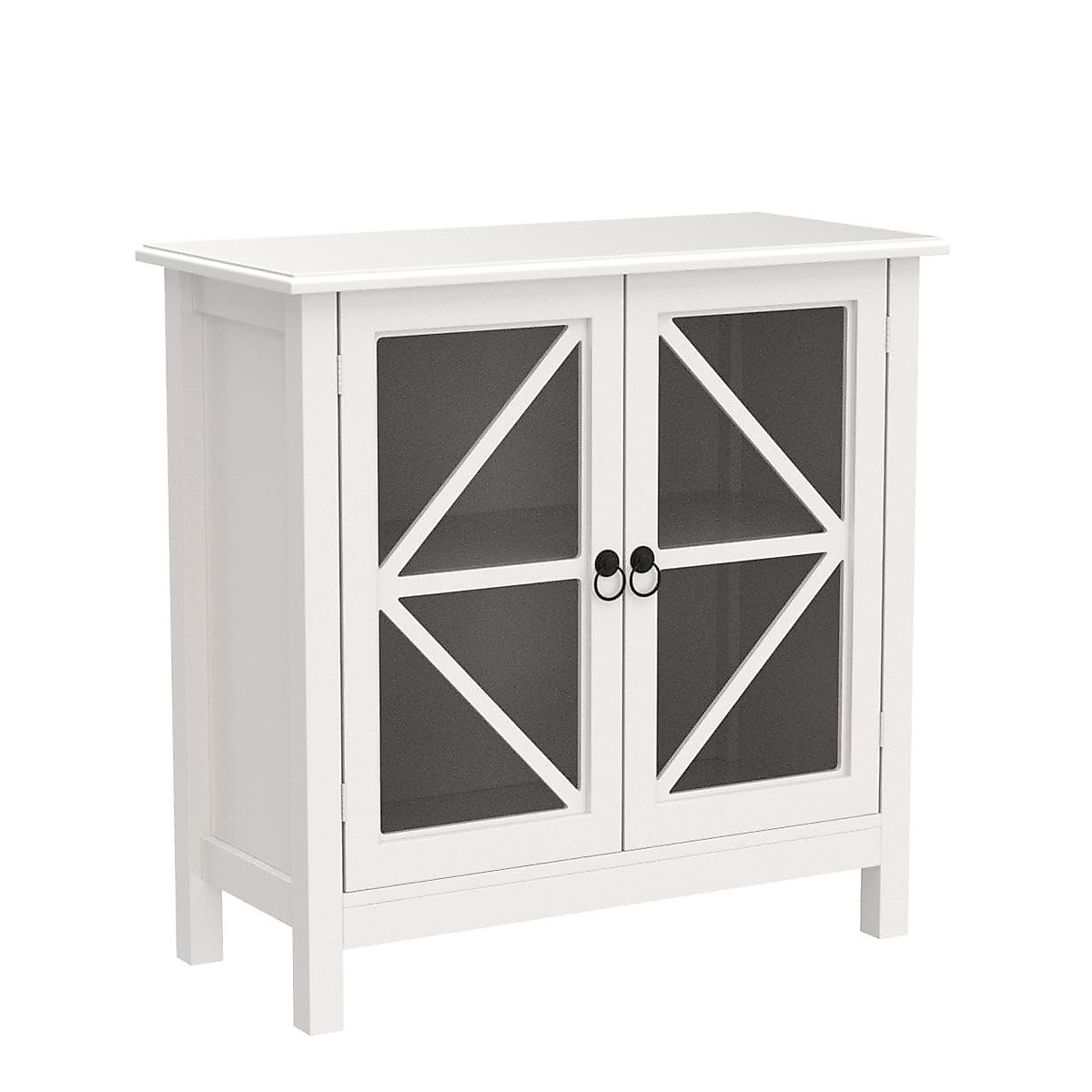 RASOO Sideboard Cabinet with Glass Doors - Buffet Storage for Home, Kitchen, Dining Room - Cupboard Console Table, Espresso (White)