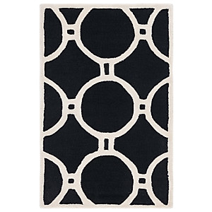 SAFAVIEH Cambridge Collection Accent Rug - 2' x 3', Black & Ivory, Handmade Moroccan Wool, Ideal for High Traffic Areas in Entryway, Living Room, Bedroom (CAM145E)