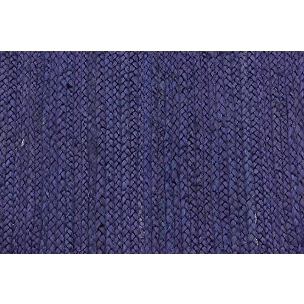 Unique Loom Braided Jute Collection Classic Quality Made Natural Hand Woven with Solid Color Detail, Area Rug, Runner 2' 6" x 6' 0", Navy Blue/Tan