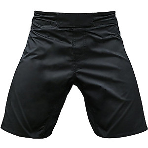 Meister Elite Flex Fighter Board Shorts for MMA Training and Gym Workouts - Blank No Logo - Black - XXX-Large (40-41)
