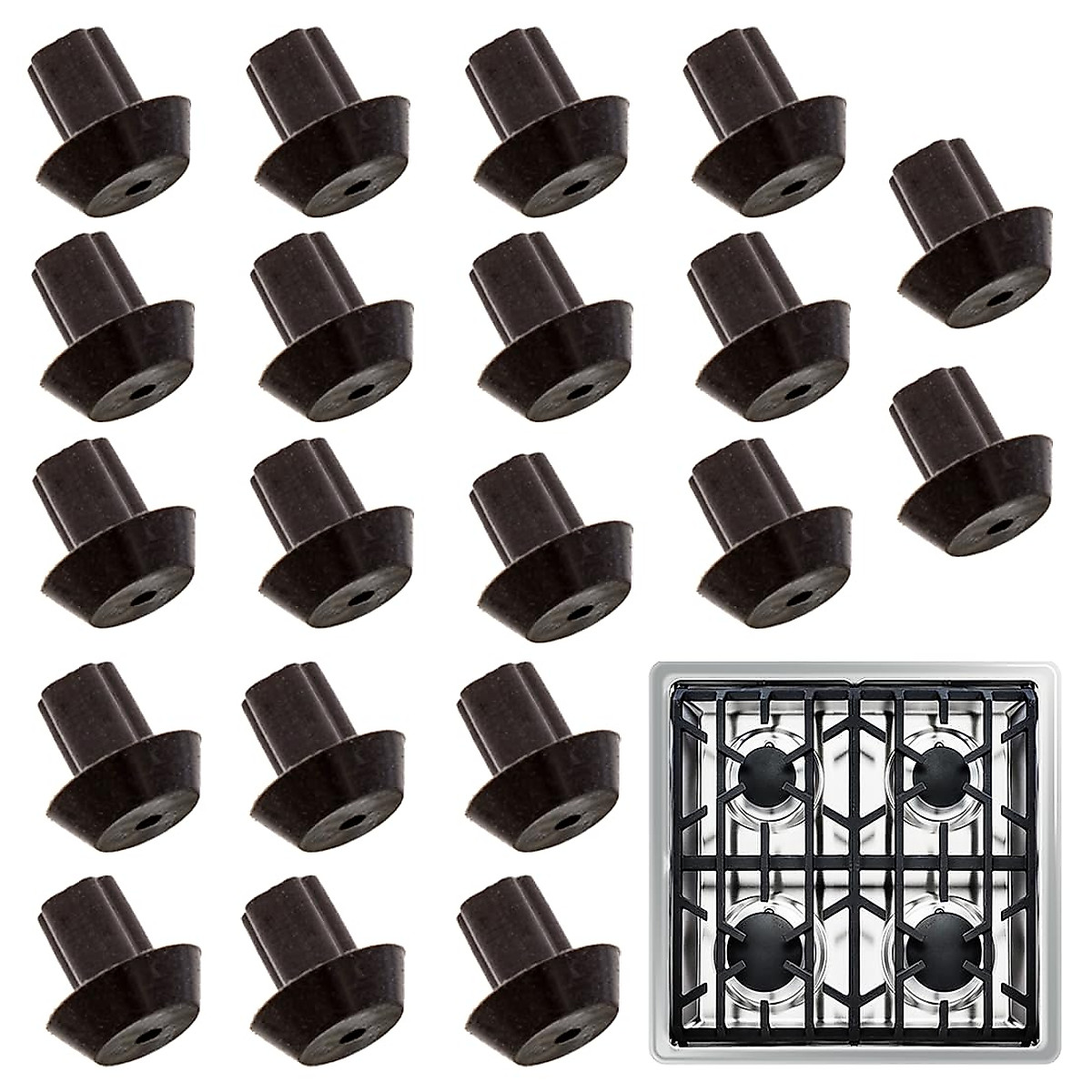 IMPRESA 20-Pack Viking Range Stove Grate Rubber Feet Bumpers – Heat Resistant Foot Replacements for Gas Burner Grates, Equivalent to PD040035 - Stove Grill Rubber Pads