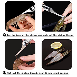 4 PCS Shrimp Deveiner Tool and Peeler, Stainless Steel Shrimp Peeler and Shrimp Cleaner Knife, Easy to Use Shrimp Deveiner, Kitchen Tools