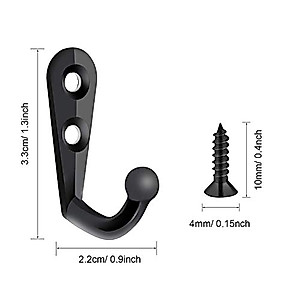 Woohome 80 PCS 4 Colors Wall Mounted Single Hook Double Hole Robe Hooks Coat Hooks and 160 PCS Screws for Hanging Key Hooks Jewelry