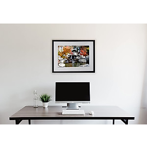 Frame Amo 18x24 Black Solid Wood Poster Frame, White Multi Mat for 13x19 and 16x20 Image, 1 inch Wide, Acrylic Front