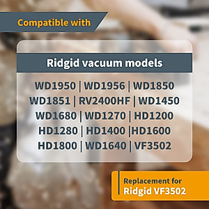 POWERTEC 75002P3 (6PK) Filter Bags for Ridgid VF3502 12-16 Gal Wet Dry Vacuum