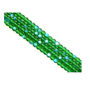 Beads for Jewelry Making, Bracelet, Earring and Necklace 200 Frost Green AB Druk Glass Smooth Round 3mm Spacer Long Strand