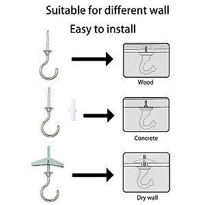 Evsteluo Large Swag Ceiling Hooks Heavy Duty Swag Hook with Hardware for Hanging Plants Ceiling Installation Cavity Wall Fixing (4, Silver)