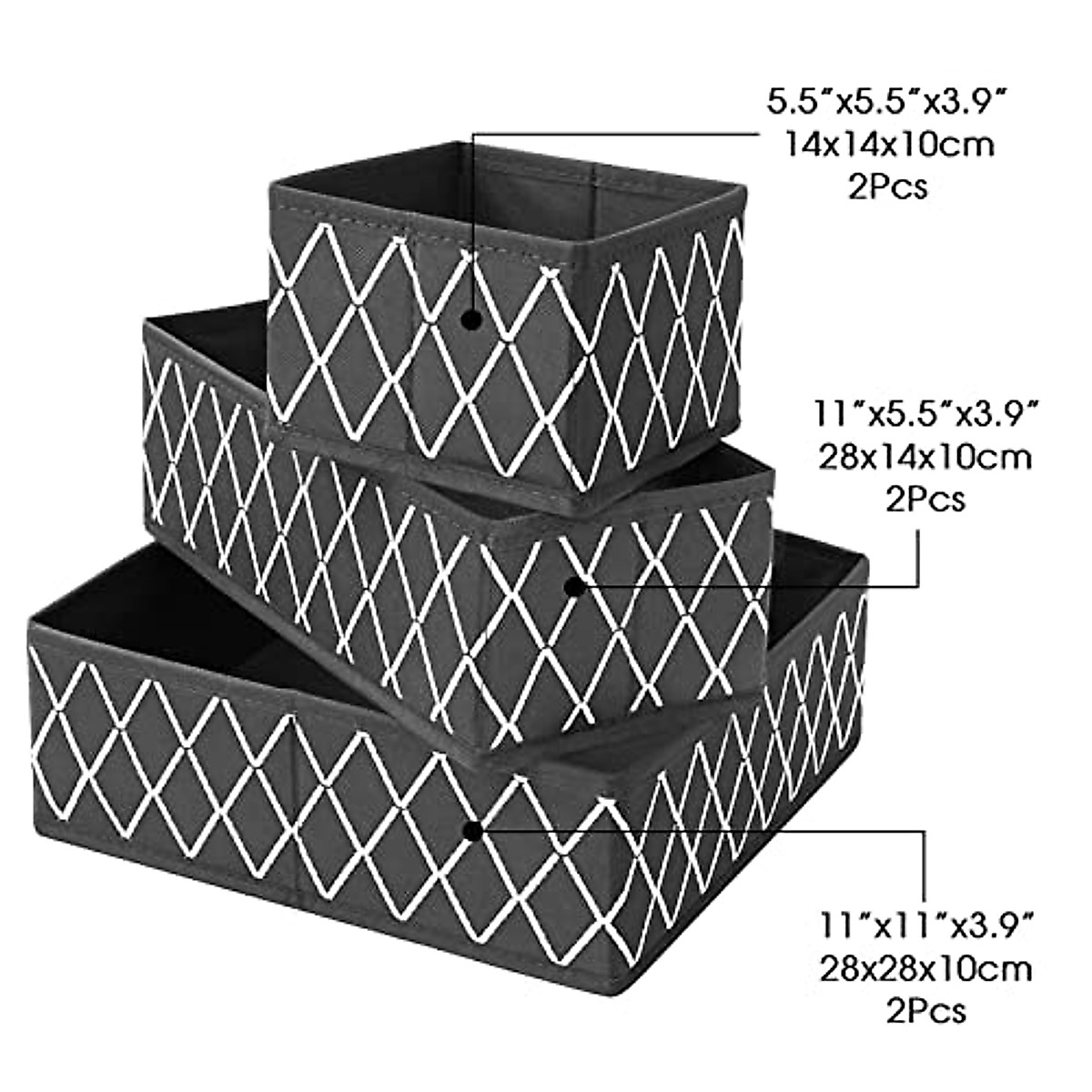 VERONLY Dresser Drawer Organizers for Clothing - Fabric Closet Organizers and Storage for Baby Clothes,Bra,Socks,Underwear,Closet,6pcs Pack, Gray