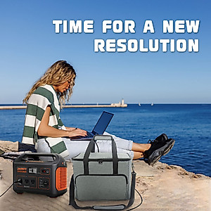 Boczif Carrying Travel Case Compatible with Jackery Explorer 1000, Portable Power Station Storage Bag with Front Pockets for Charging Cable and Accessories（Bag Only）