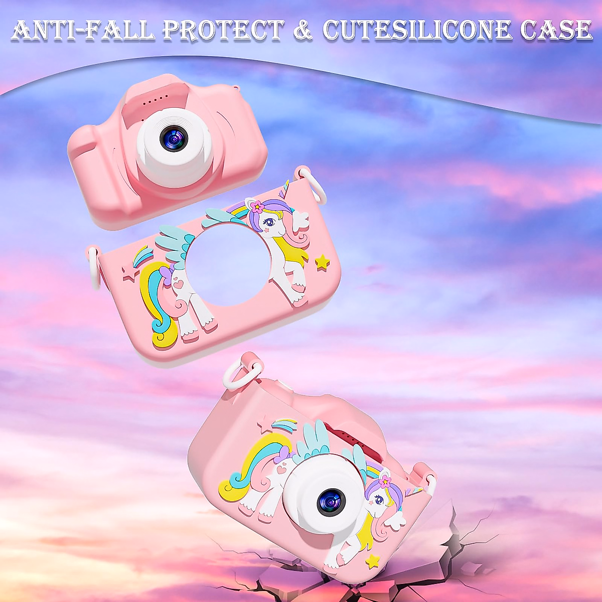 Colofree Kids Camera, Kids Digital Camera for Age 3-5 Boys/Girls, Toddler Camera for 6 7 8 9 10 11 12 Year Old Christmas Birthday Festival Gifts, Kids Camera Toys with 32G TF Card (Pink-03)