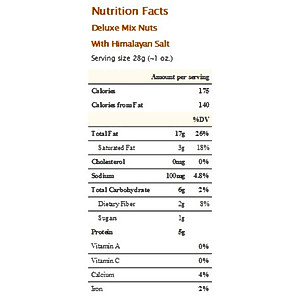 Dry Roasted Deluxe Mixed Nuts with Himalayan Salt (1 Lb.) - A Super Tasty Mix of Almonds, Brazil Nuts, Cashews, Pecans & Pistachios - Farm Fresh Nuts Brand