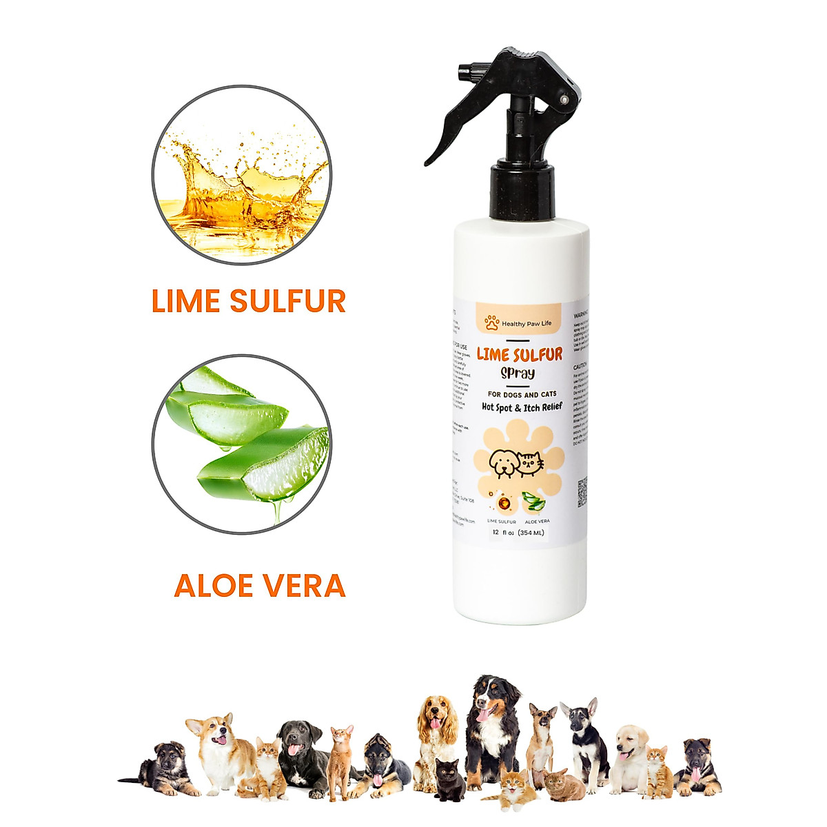 Classic's Lime Sulfur Spray Pet Care for Dry and Itchy Skin - Spotcare and Safe Solution for Dog, Cat, Puppy, Kitten, Horse (12 oz)
